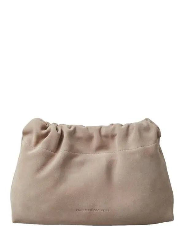 Brunello Cucinelli Logo Printed Chain-linked Shoulder Bag - Nude