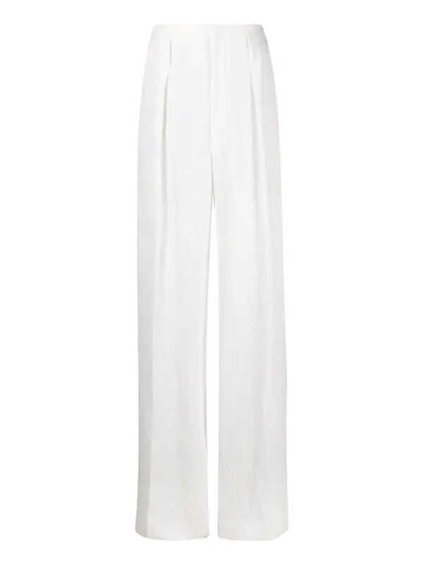 Brunello Cucinelli Pleated Linen-blend Wide-leg Trousers - White