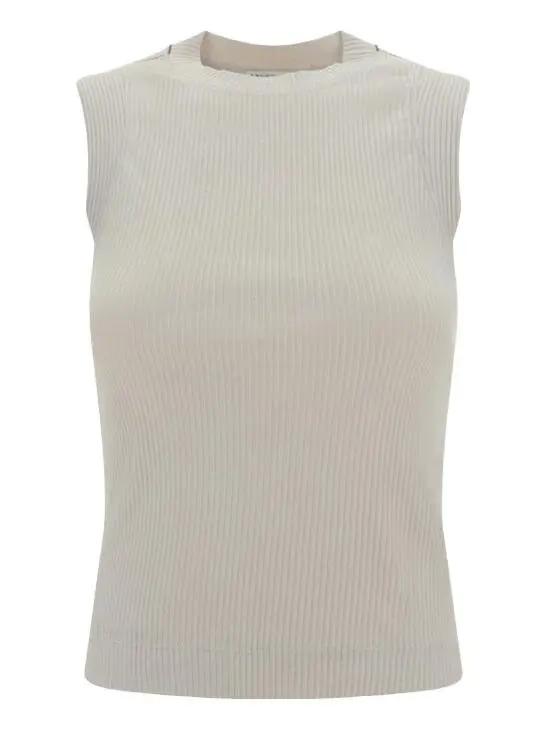Brunello Cucinelli Knitted Crewneck Tank Top - Gray