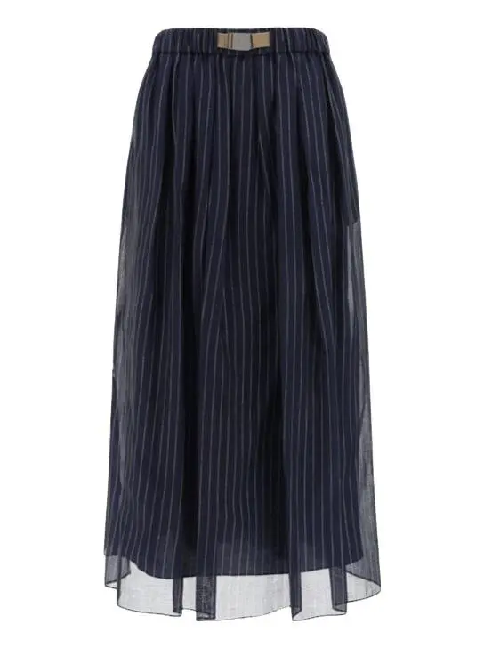 Brunello Cucinelli High-waist Pinstripe Maxi Skirt - Black