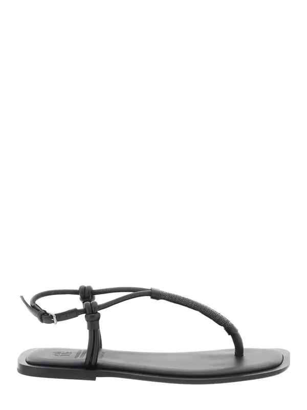 Brunello Cucinelli Embellished Strap Flip-flops - Black