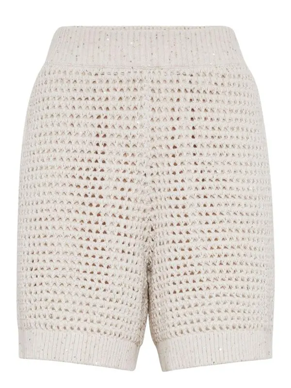 Brunello Cucinelli Perforated Cotton Shorts - White