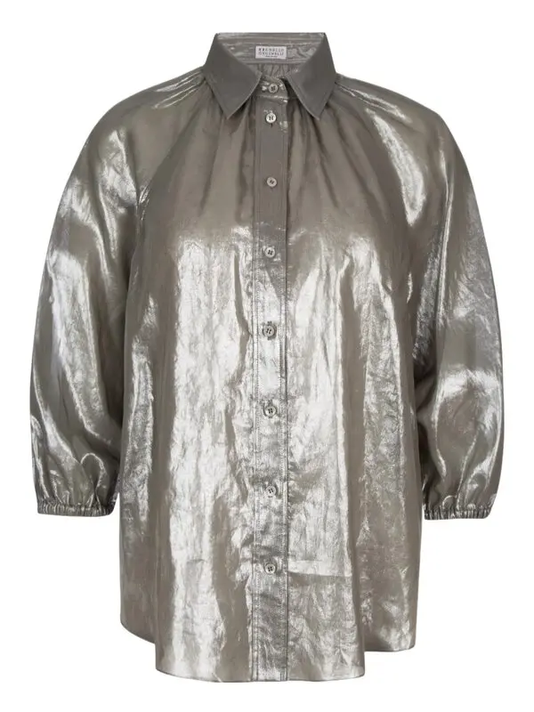 Brunello Cucinelli Metallic Buttoned Shirt - Gray