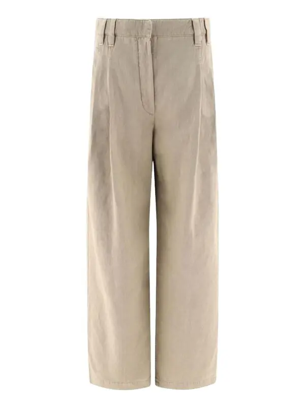 Brunello Cucinelli High-waist Wide-leg Trousers - Nude