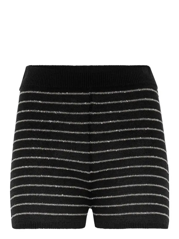 Brunello Cucinelli Knitted Striped Mini Shorts - Black