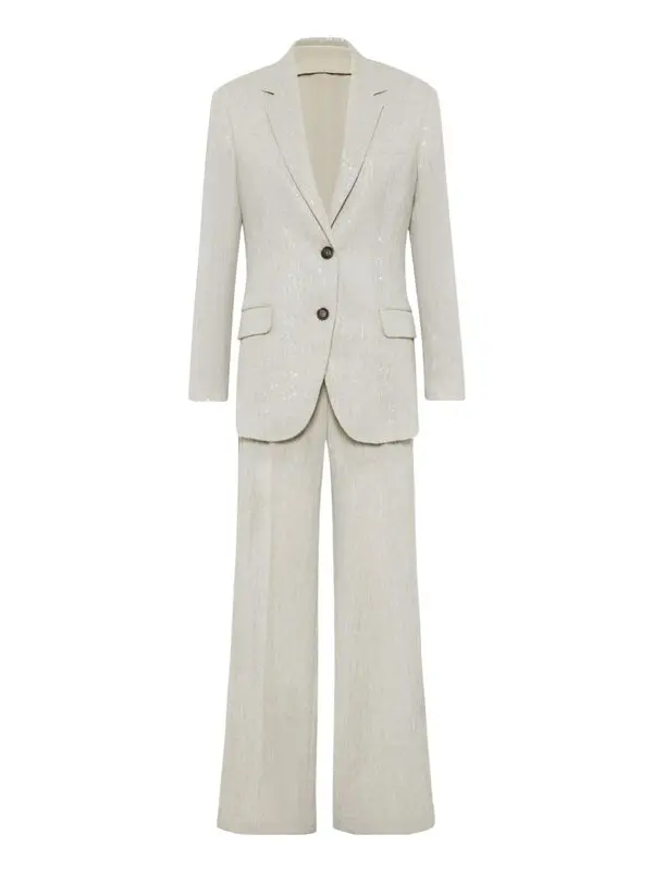 Brunello Cucinelli Single-breasted Suit With Notched Lapels - White