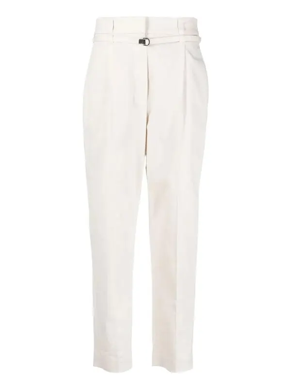 Brunello Cucinelli High-waist Belted Tapered-leg Trousers - White