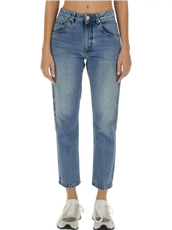 Brunello Cucinelli Logo Patch Straight Leg Jeans - Blue