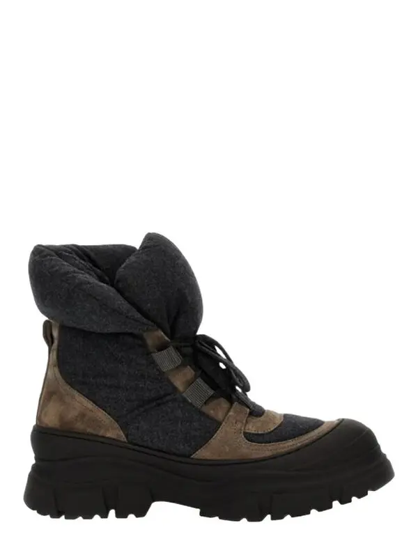 Brunello Cucinelli Two-tone Panelled Ankle Boots - Black