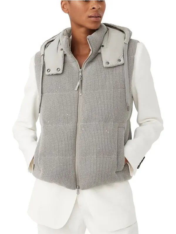 Brunello Cucinelli Sleeveless Quilted Gilet With Drawstring Hem - Medium Gray