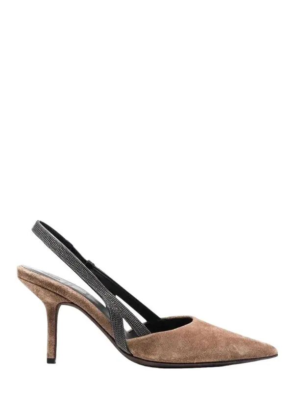 Brunello Cucinelli Suede Pointed Toe Slingbacks - Multicolor