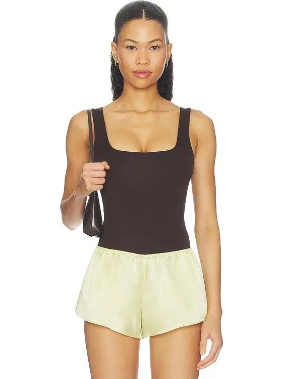 Good American The Sculpting Modern Tank Top In Brown - Espresso
