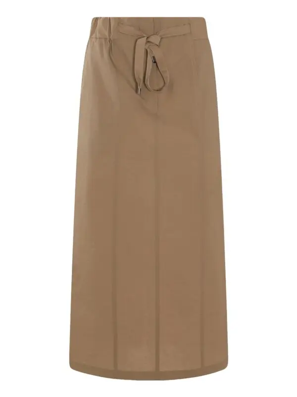 Brunello Cucinelli Drawstring Slit Detail Skirt - Brown