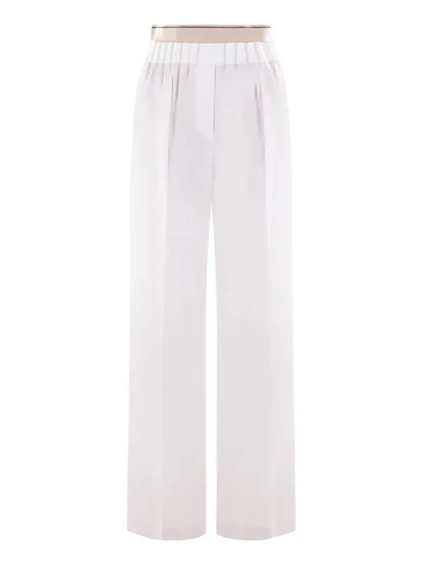 Brunello Cucinelli Double-waist Cotton Trousers - White