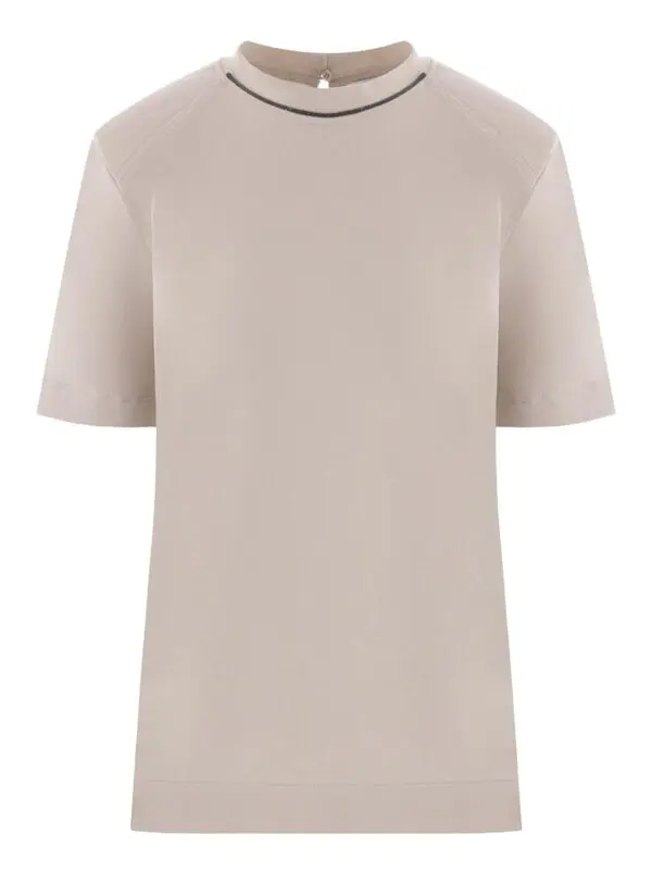 Brunello Cucinelli Monili Chain Embellished Cotton T-shirt - Nude