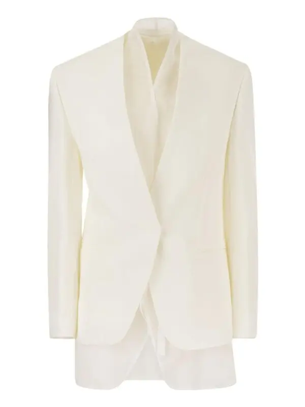 Brunello Cucinelli Single-breasted Jacket With Beading And Layered Detail - White