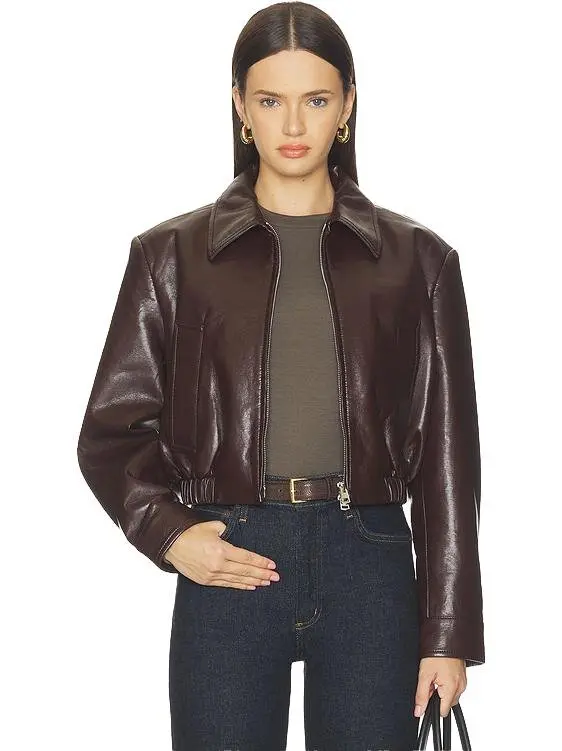 AGOLDE Nahla Cropped Jacket In Brown - Madera