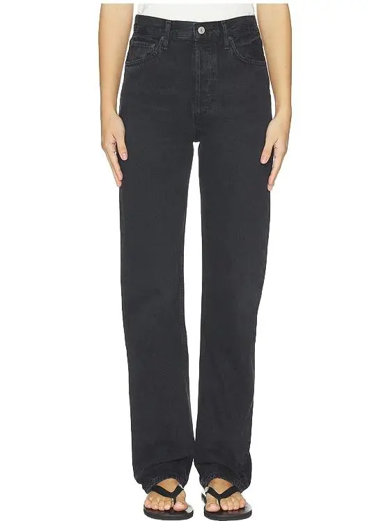 AGOLDE 90s Pinch Waist Long Jean In Black - Vanta