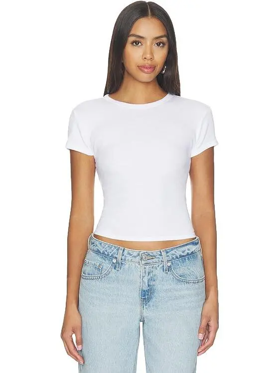 PERFECTWHITETEE Maci Recycled Cotton Rib Crew Neck Tee - White