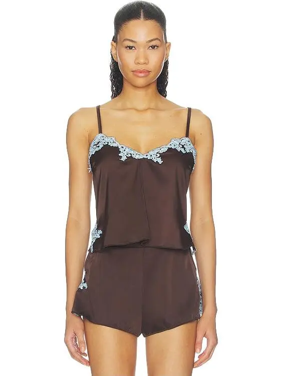 KAT THE LABEL Jean Camisole Top In Brown - Espresso