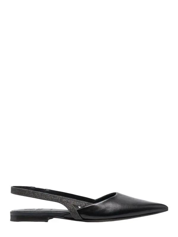 Brunello Cucinelli Monili Chain Pointed Toe Ballerina Flats - Black
