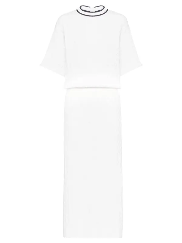 Brunello Cucinelli Cable-knit Cotton Dress - White