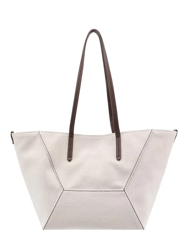 Brunello Cucinelli Panelled Tote Bag - White