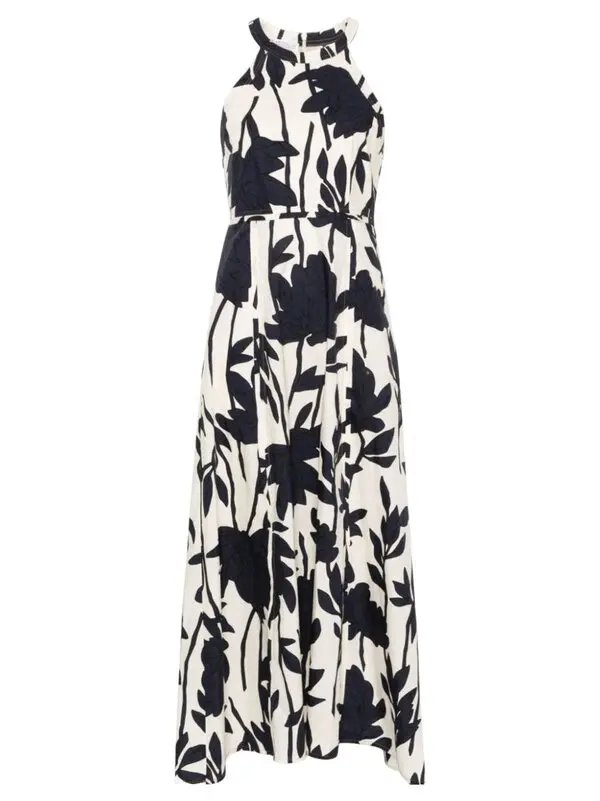 Brunello Cucinelli Sleeveless Maxi Dress With Floral Print - Night Black