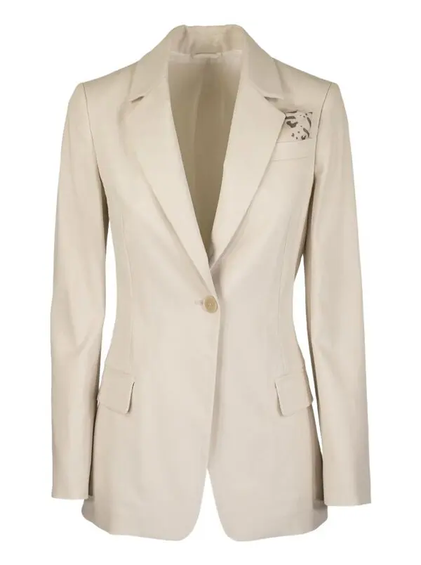 Brunello Cucinelli Silk Single-breasted Fitted Blazer - Nude