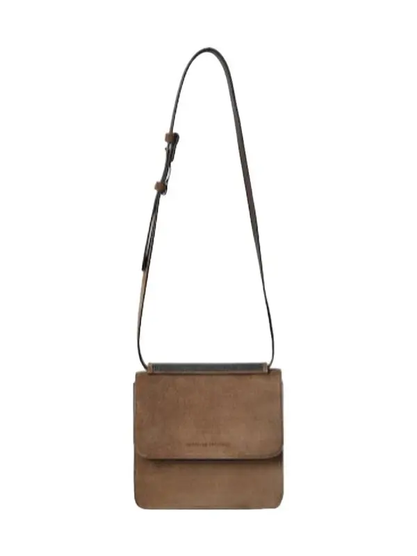 Brunello Cucinelli Beaded Suede Crossbody Bag - Brown