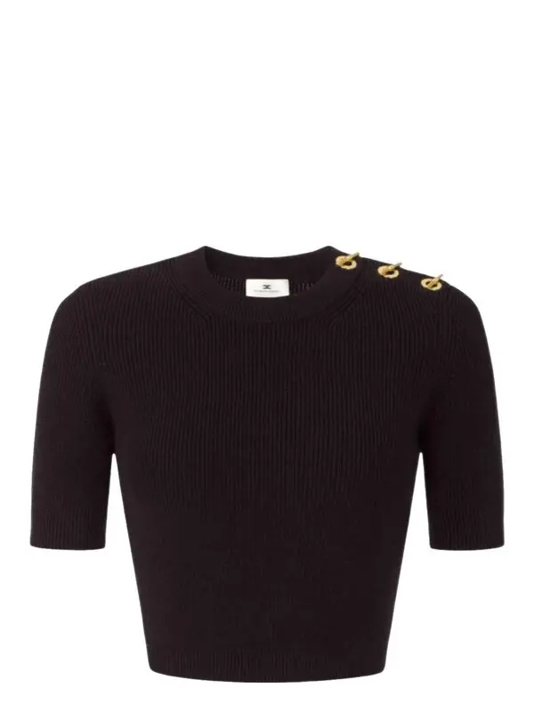 Elisabetta Franchi Cropped Knit Top - Black