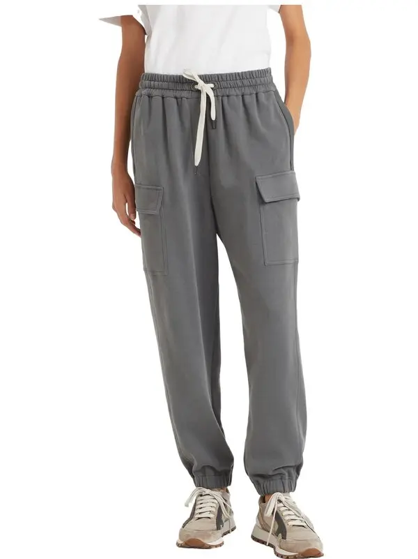 Brunello Cucinelli Cargo Pants With Drawstring And Elasticated Hem - Gray