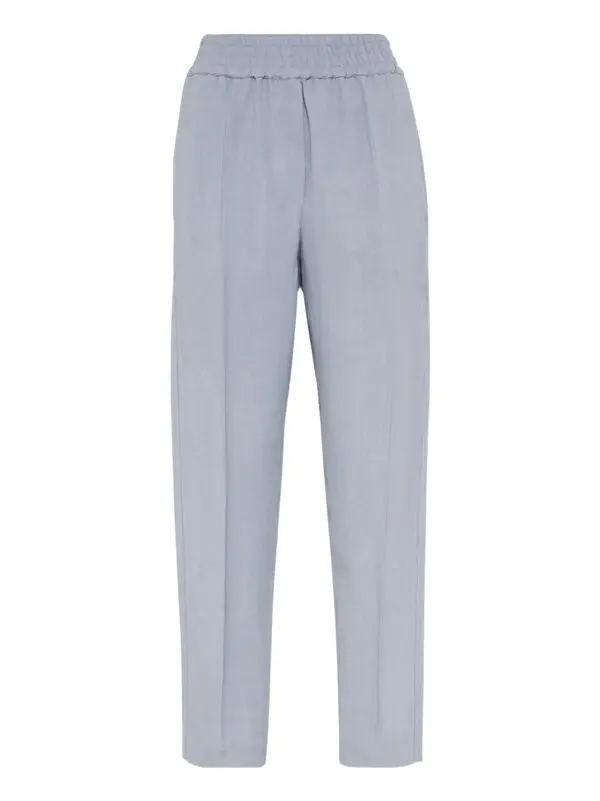 Brunello Cucinelli High-waist Straight-leg Trousers With Elasticated Belt - Gray