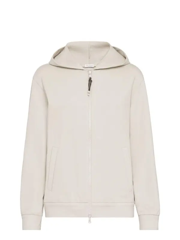 Brunello Cucinelli Monili Bead-embellished Zip-up Hoodie - Cold Beige