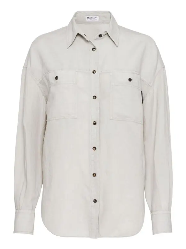 Brunello Cucinelli Linen-cotton Blend Shirt - Cold Beige
