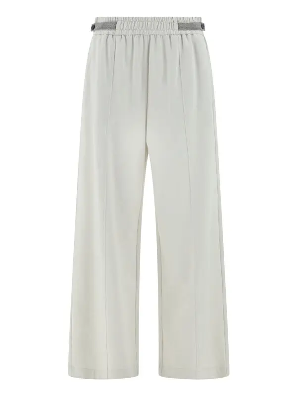 Brunello Cucinelli Raised-seam Wide-leg Embellished Trousers - White