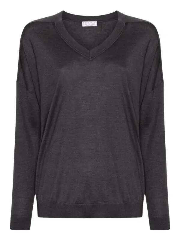 Brunello Cucinelli V-neck Jumper - Black