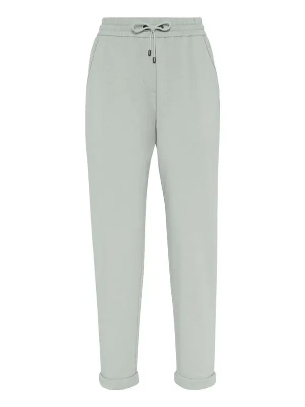 Brunello Cucinelli Monili Bead-embellished Drawstring Track Pants - Mint Green