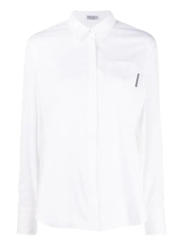Brunello Cucinelli Beaded Tab Detail Shirt - White