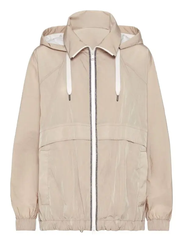 Brunello Cucinelli Lightweight Zipped Hooded Drawstring Jacket - Nude