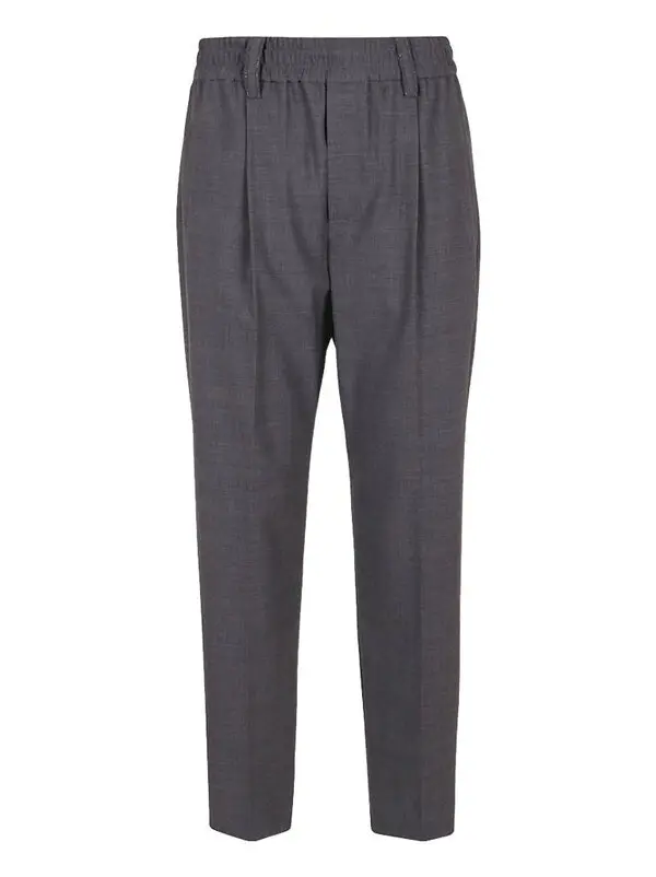 Brunello Cucinelli Tailored Tapered Leg Trousers With Elasticated Waist - Grey