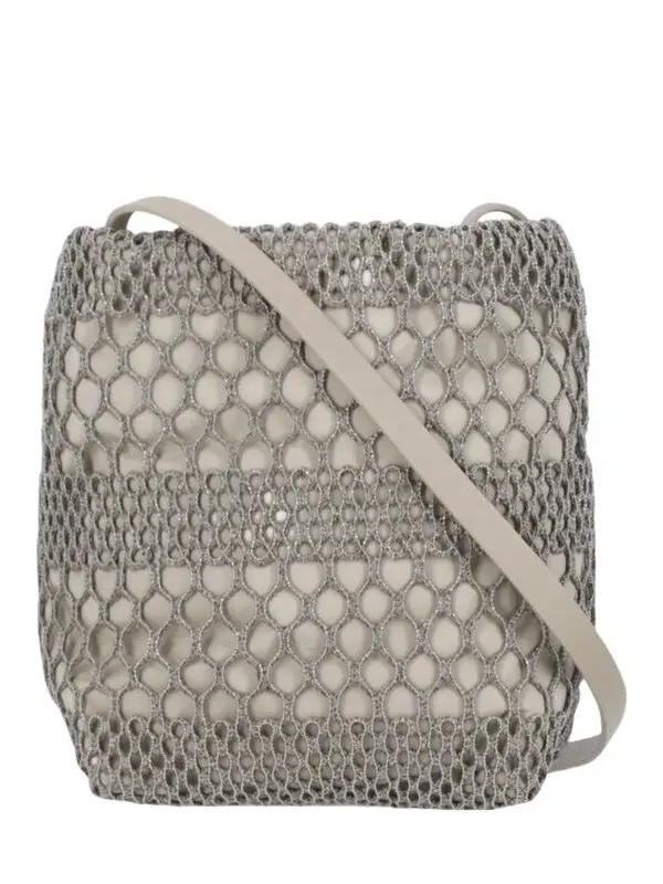 Brunello Cucinelli Woven Drawstring Bucket Bag - Gray