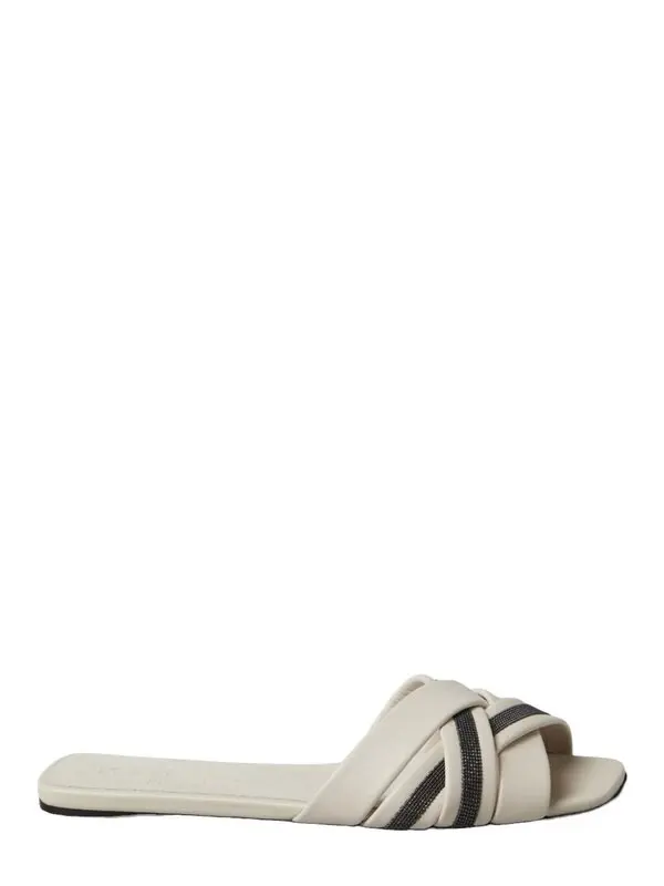 Brunello Cucinelli Beaded Flat Sandals - Ivory