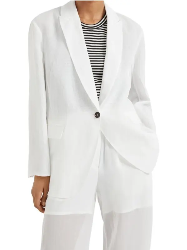 Brunello Cucinelli Single-breasted Blazer With Back Embellishment - White