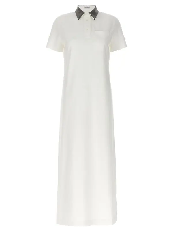 Brunello Cucinelli Monile Embellished Polo Dress - White