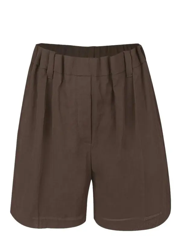 Brunello Cucinelli Pleat-detail Cotton Shorts - Brown