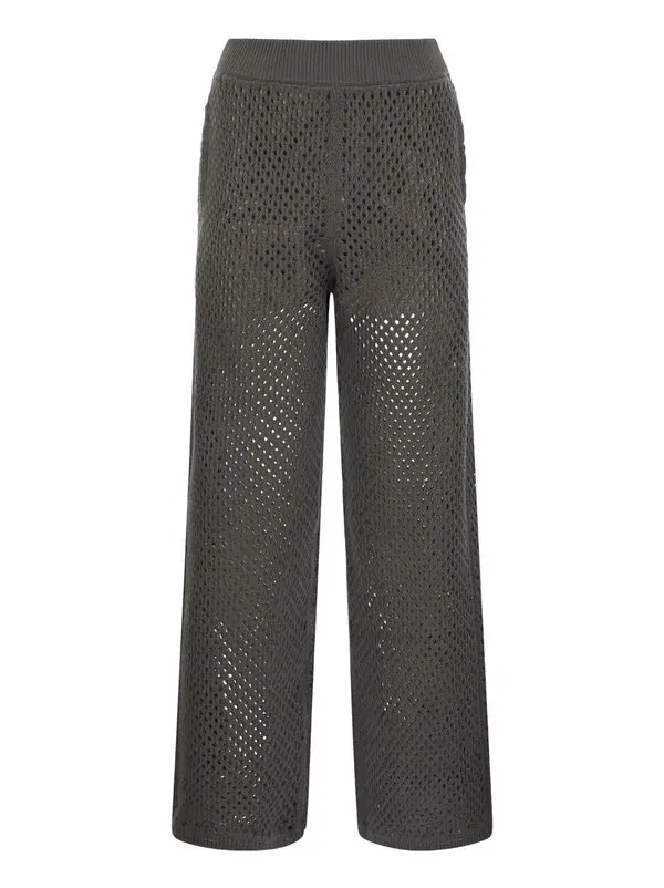 Brunello Cucinelli Net Knitted Straight Leg Trousers - Black