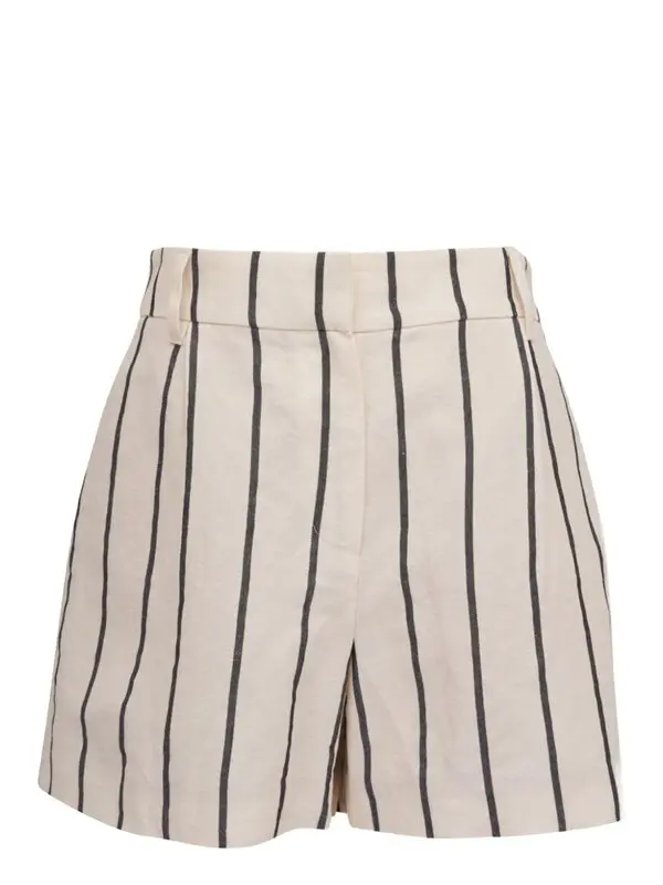 Brunello Cucinelli Striped Cotton-linen Shorts - Nude