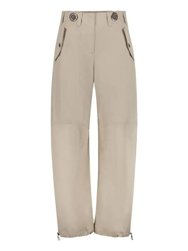 Brunello Cucinelli Wide Leg Drawstring Hem Casual Pants - Nude