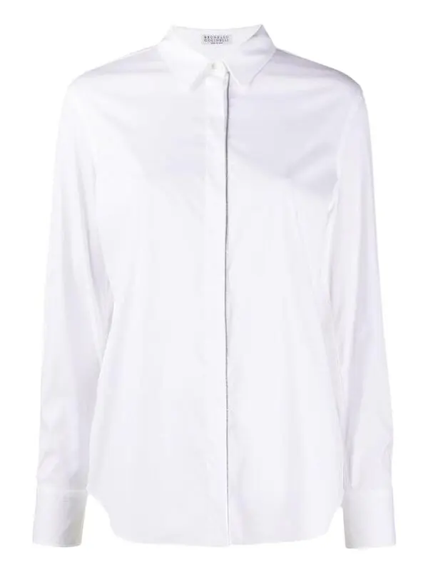 Brunello Cucinelli Monili Embellished Long-sleeved Shirt - White